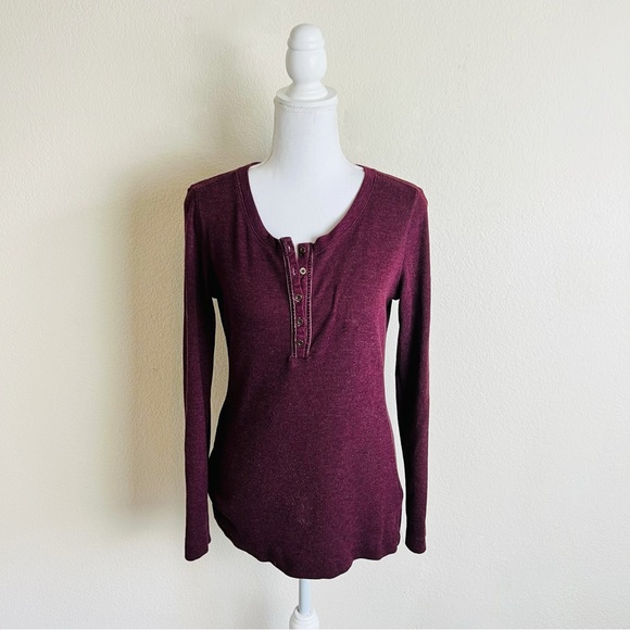 Eddie Bauer | Tops | Y2k Eddie Bauer Maroon Button Up Henley Long ...